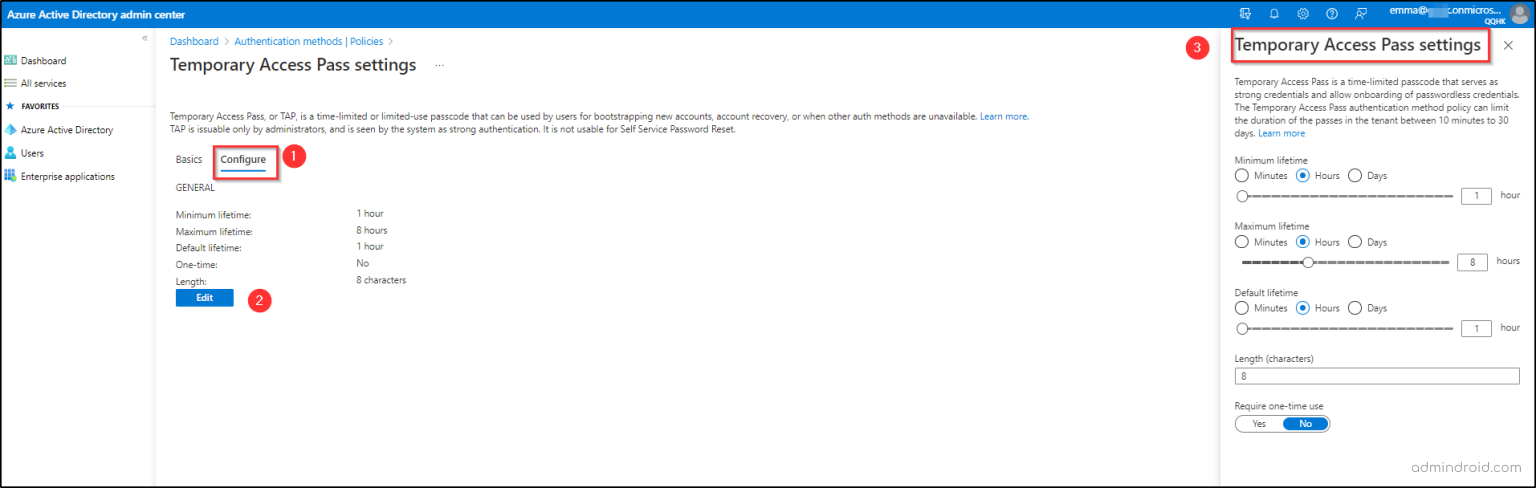 Configure Temporary Access Pass in Microsoft Entra