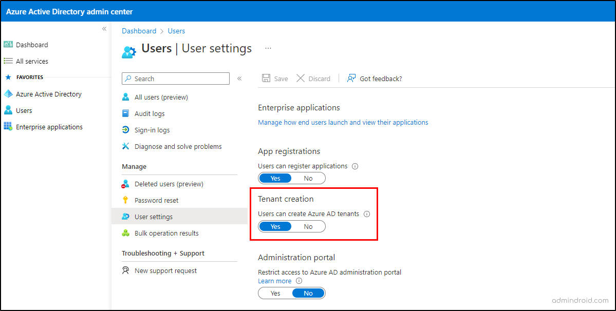 Disable Microsoft 365 User Tenant Creation In Azure Ad