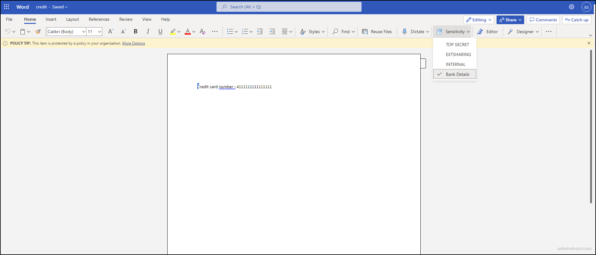 Microsoft 365 Sensitivity Labels in the Sharing Dialog