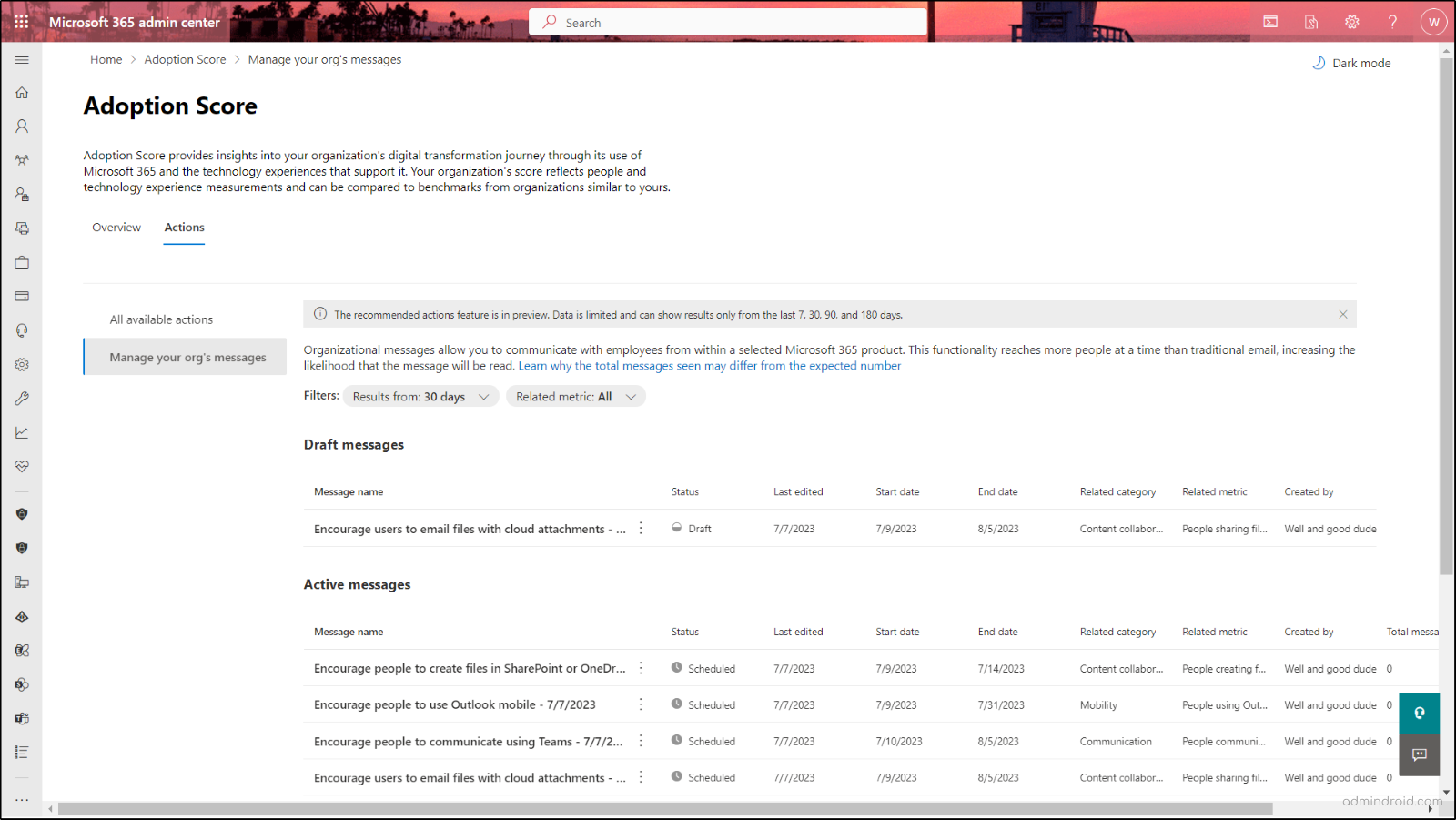 Boost Adoption Score in Microsoft 365 with Organizational Messages | AdminDroid Blog Boost ...