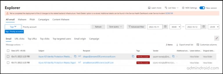 User Tags in Microsoft 365 Defender Portal