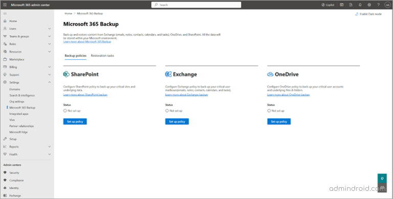 Microsoft 365 Backup for OneDrive, SharePoint, and Exchange