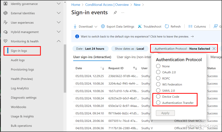 Control Authentication Flows in Conditional Access Policy