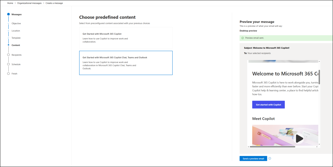 Organizational Messages in Microsoft 365 Admin Center