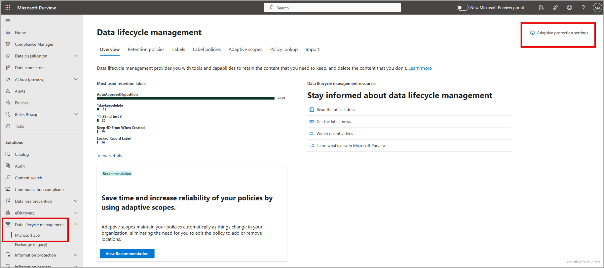 Configure Adaptive Protection Integration with Data Lifecycle ...