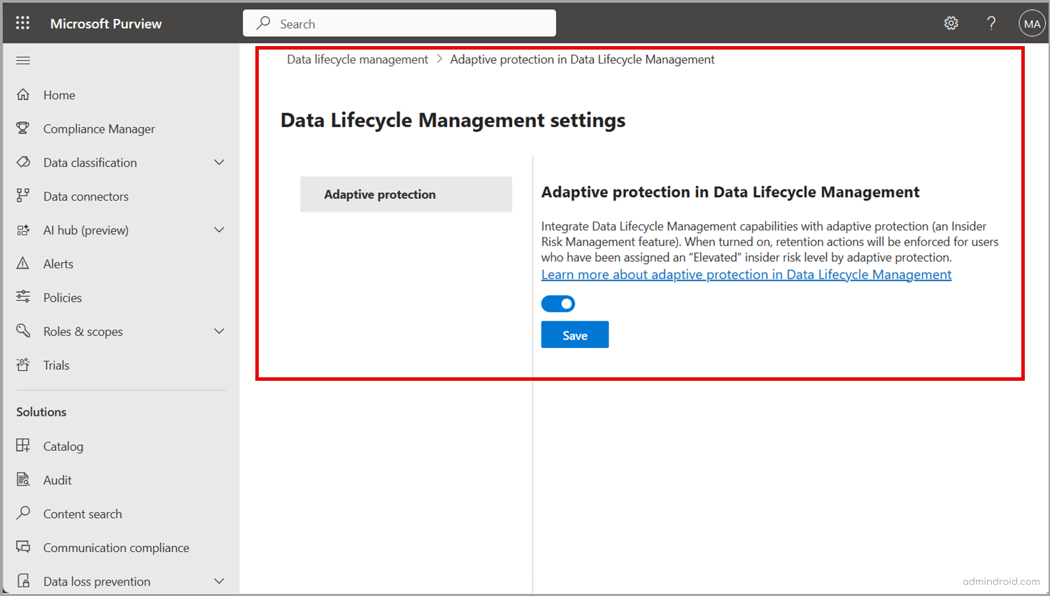 Configure Adaptive Protection Integration with Data Lifecycle ...