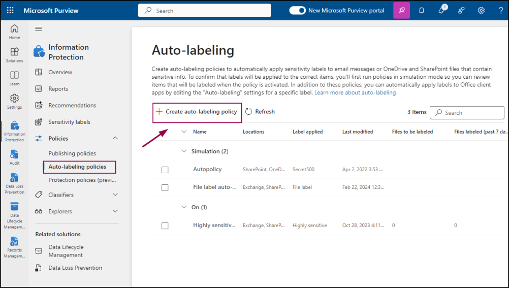 Microsoft Information Protection Secure Score Recommendations