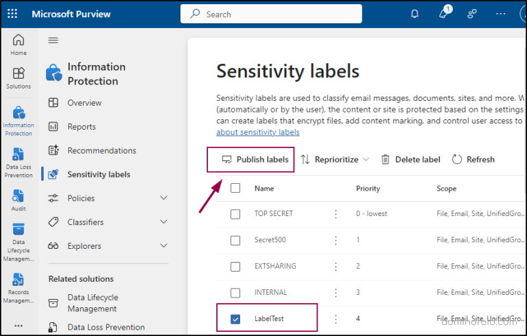 Microsoft Information Protection Secure Score Recommendations