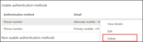 Delete Phone Authentication for Microsoft 365 Users