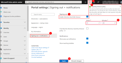 Configure Idle Session Timeout for Entra Portal Security