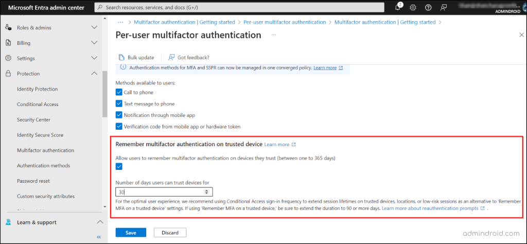 Enable Remember Multi-factor Authentication in Microsoft 365