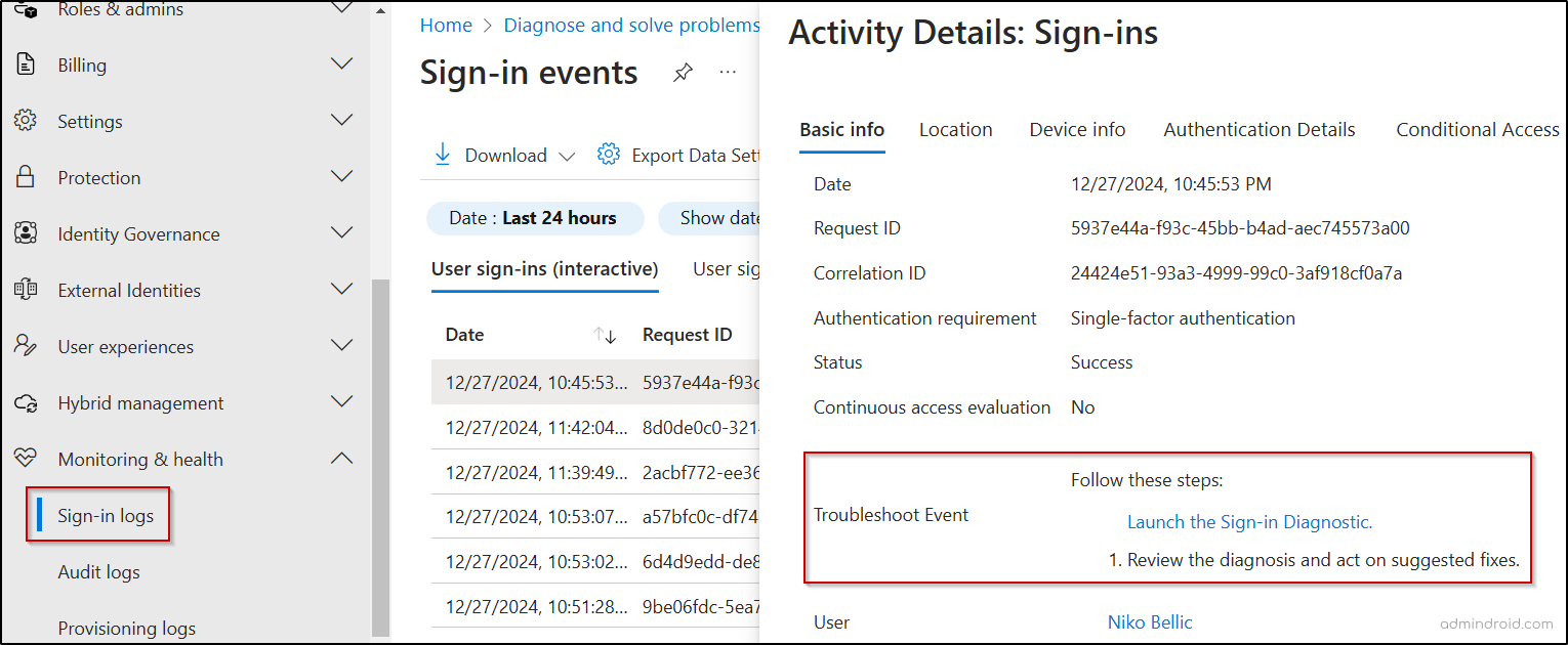 How to Use Sign-in Diagnostic in Microsoft Entra ID