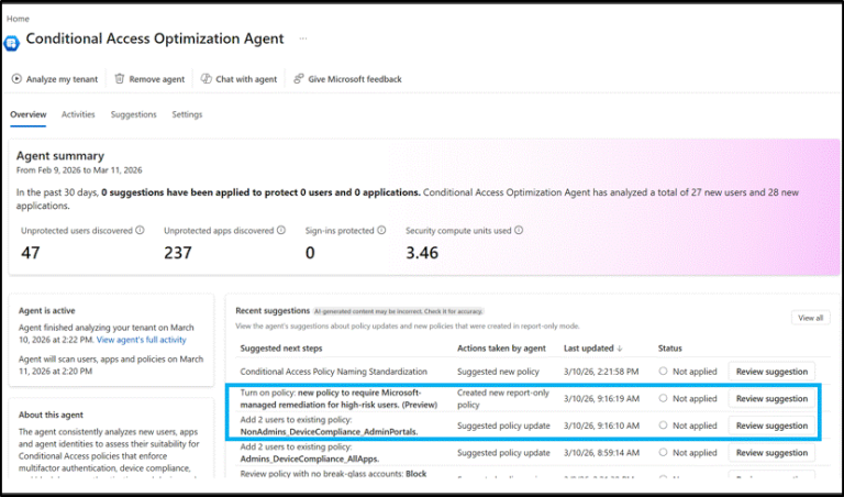 Conditional Access Optimization Agent in Microsoft Entra