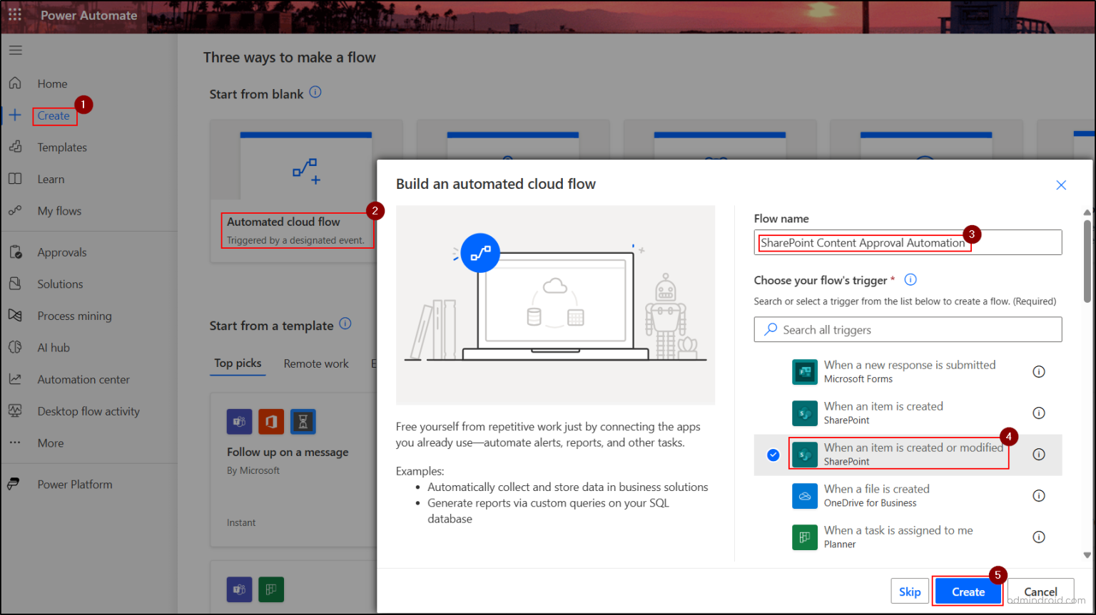 Create SharePoint Content Approvals with Power Automate
