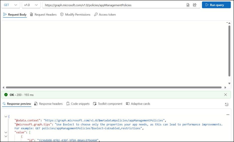 Set Up Entra Application Management Policies using Graph API