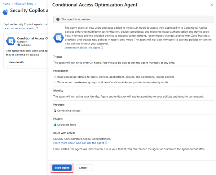 Conditional Access Optimization Agent in Microsoft Entra