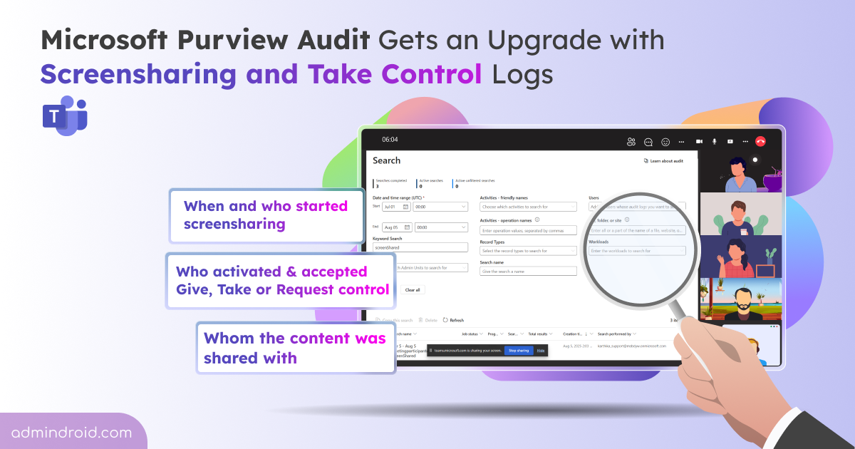 Audit Logs for ScreenSharing and Take Control in Microsoft Teams