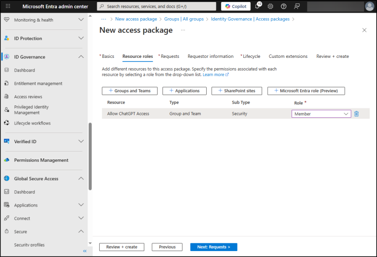Grant Just-In-Time Access to GenAI Using Access Packages
