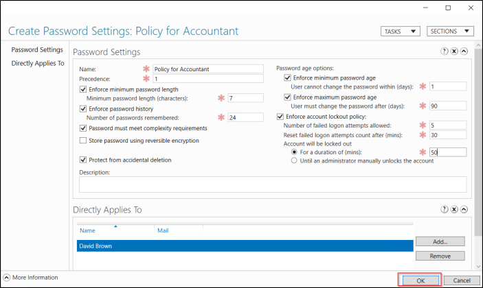 Create Fine-Grained Password Policy in Active Directory