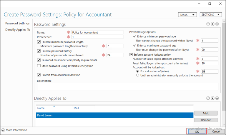 Create Fine-Grained Password Policy in Active Directory