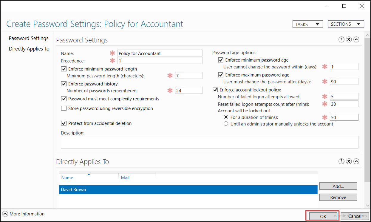 Create Fine-Grained Password Policy in Active Directory
