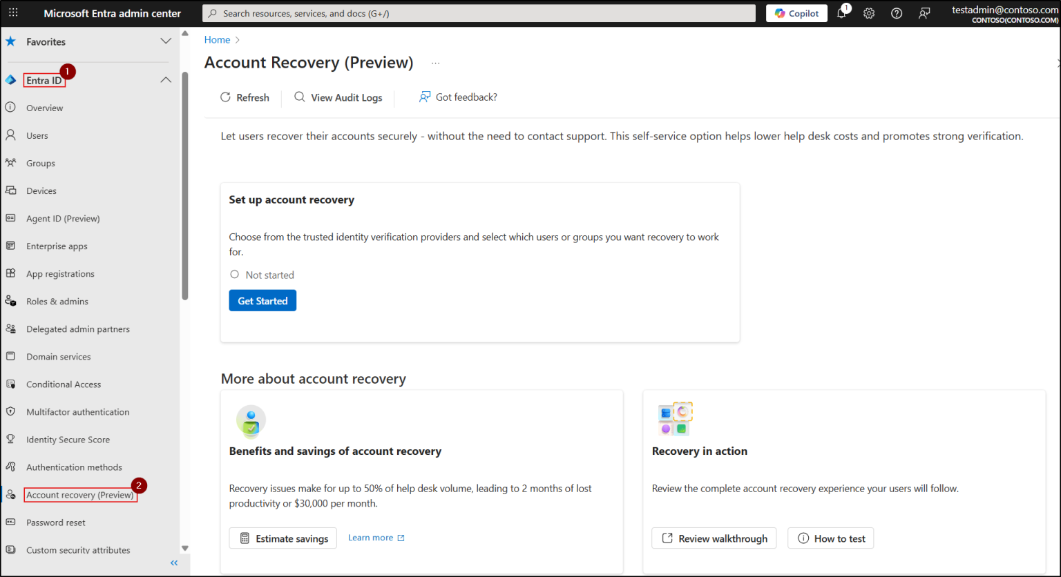 Self-Service Account Recovery in Microsoft Entra ID