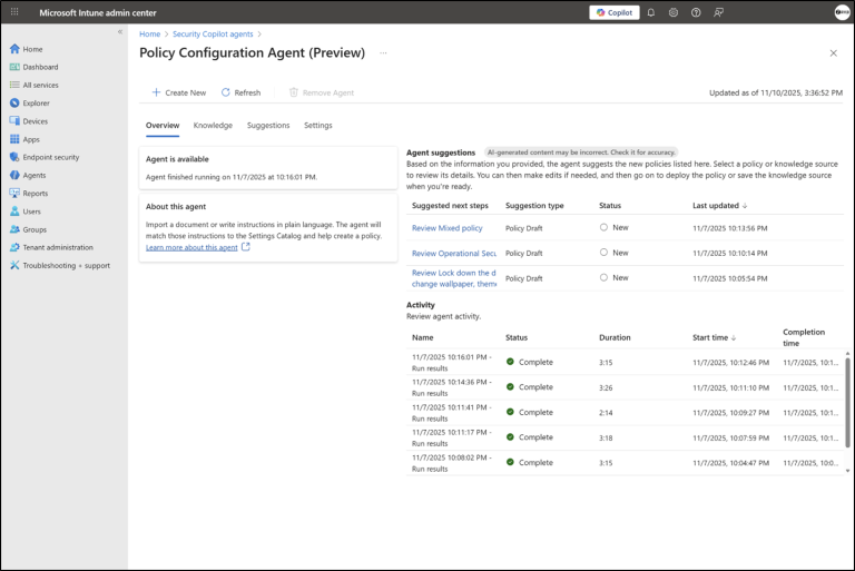 AI Agents in Microsoft Intune