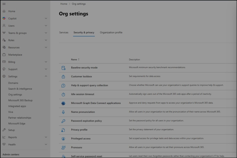Baseline Security Mode in Microsoft 365 Admin Center