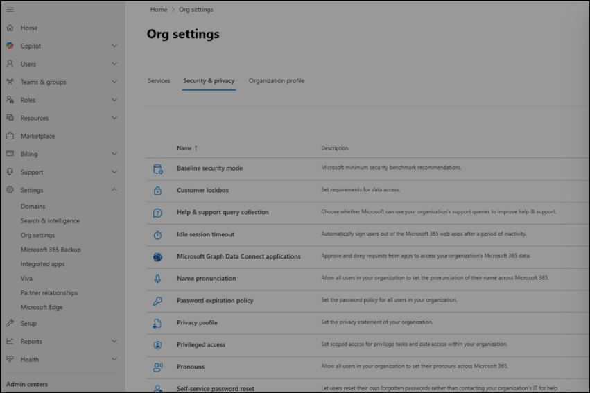 Baseline Security Mode in Microsoft 365 Admin Center