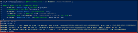 Remove Retention Holds from Inactive Mailboxes in Exchange