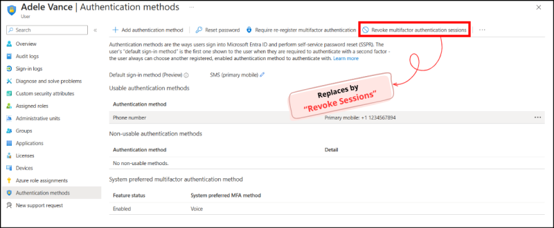 Update to “Revoke Multifactor Authentication Sessions” in Entra ID