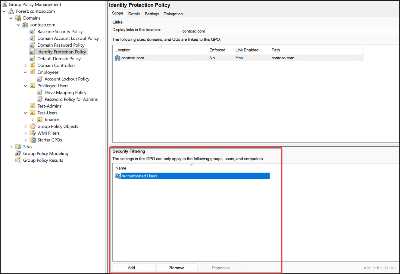 Exclude a specific OU from a GPO in Active Directory
