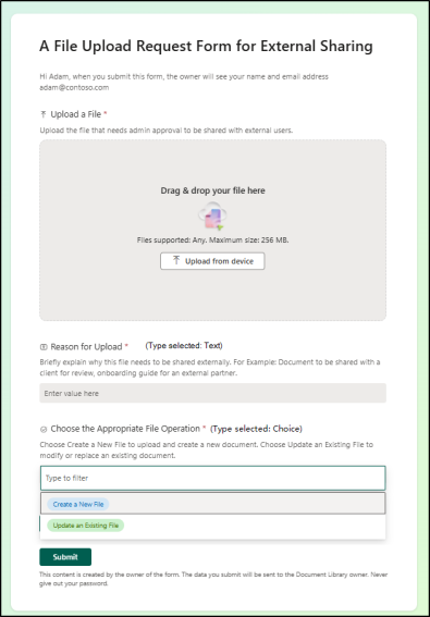 An Approval Flow for External File Sharing Using Power Automate