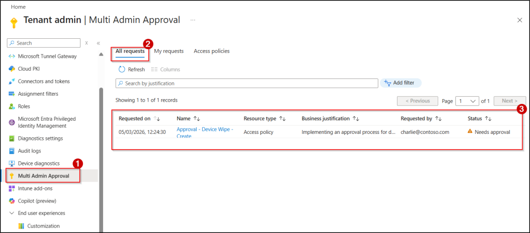 Setup Intune Device Wipes with Multi Admin Approval
