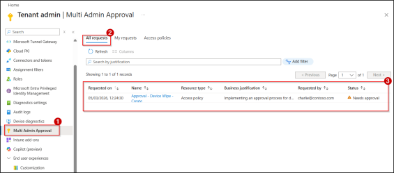 Setup Intune Device Wipes with Multi Admin Approval