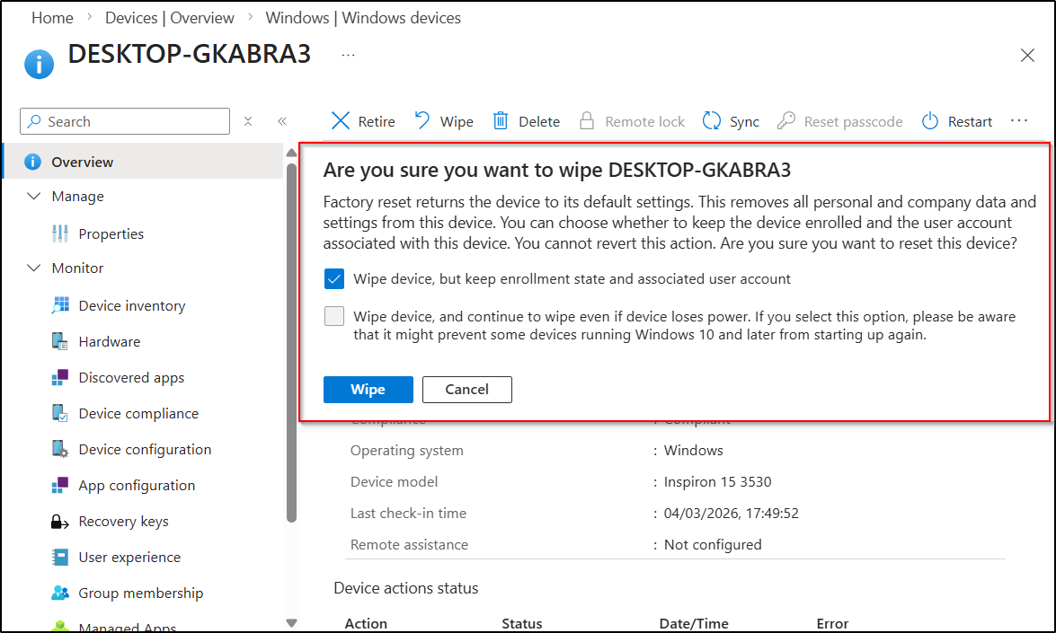 Setup Intune Device Wipes with Multi Admin Approval