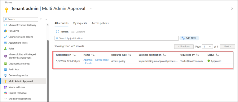 Setup Intune Device Wipes with Multi Admin Approval