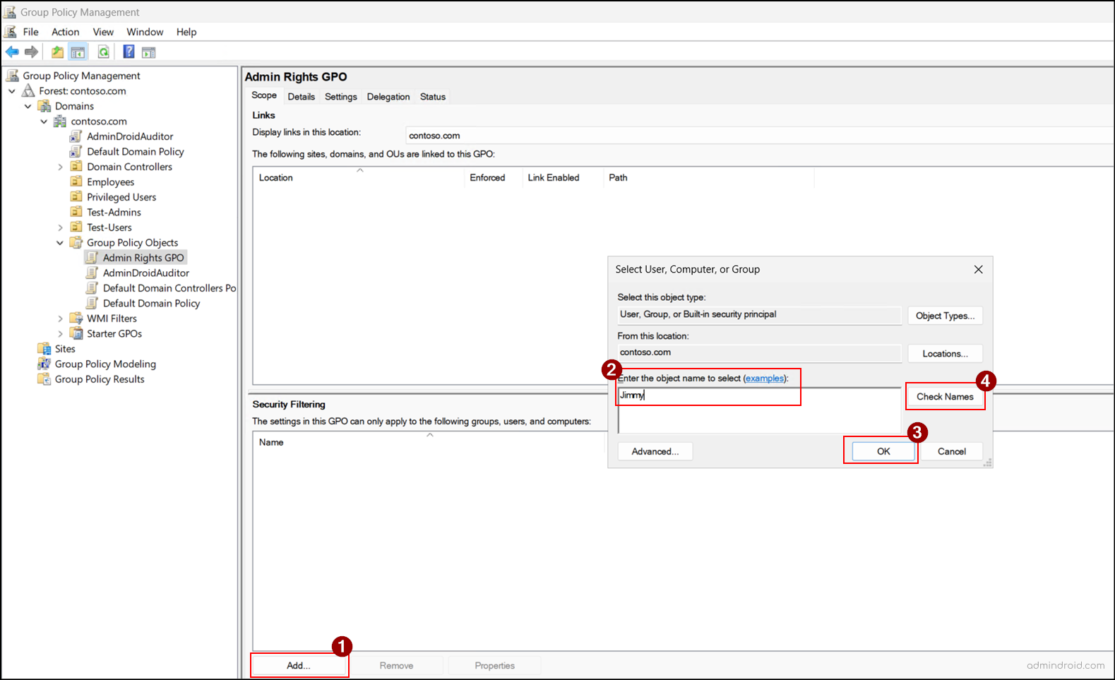 Group Policy Management in Active Directory