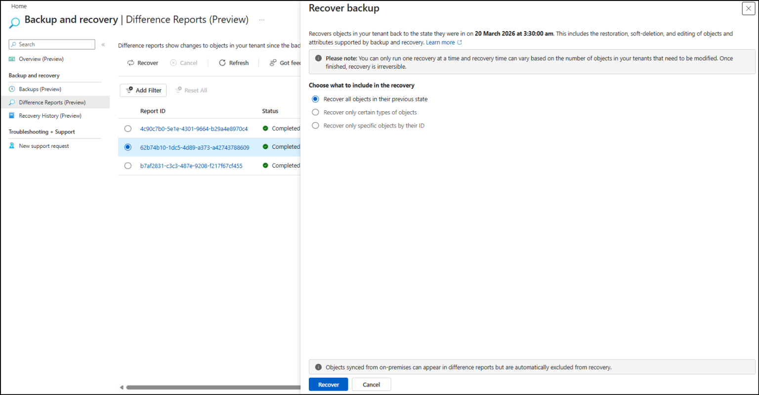 Restore Objects with Microsoft Entra Backup and Recovery