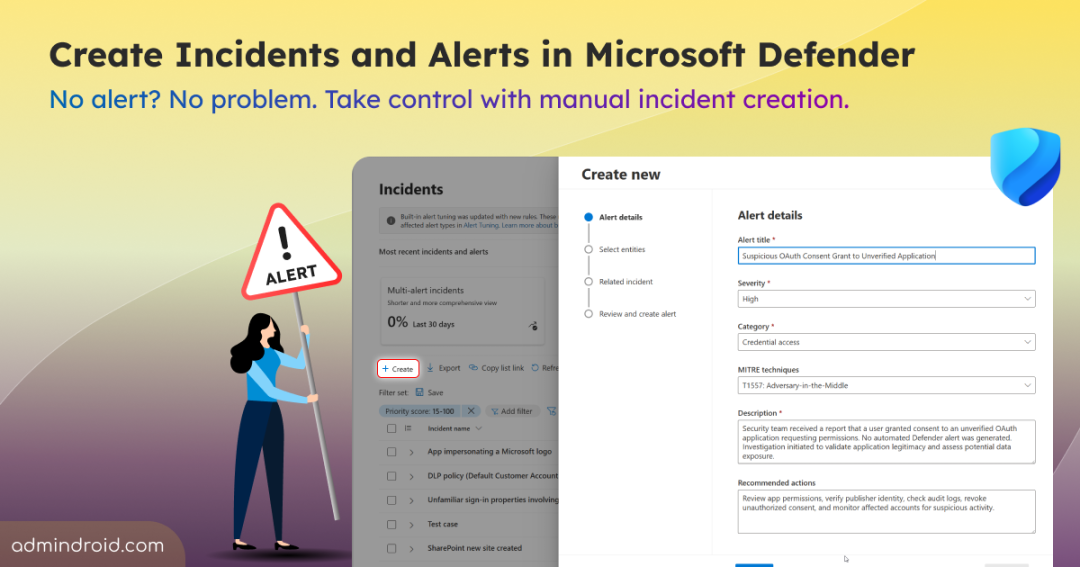 Create Incidents and Alerts Manually in Microsoft Defender